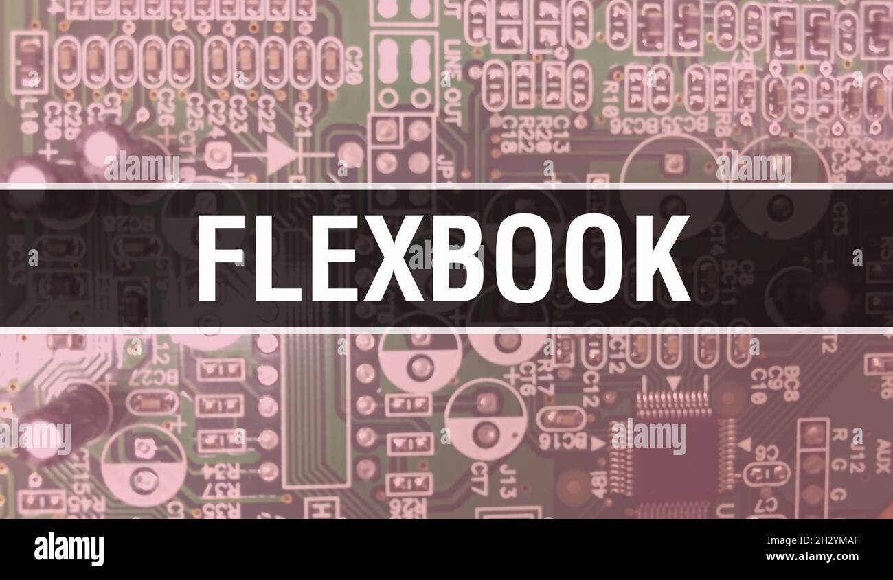 FlexBook concept with Computer motherboard. FlexBook text written on ...