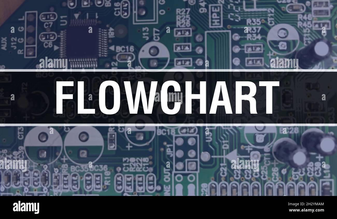 Flowchart text written on Circuit Board Electronic abstract technology ...