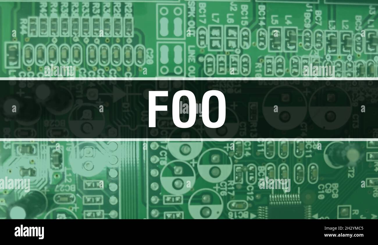 Foo concept illustration using Computer Chip in Circuit Board. Foo ...