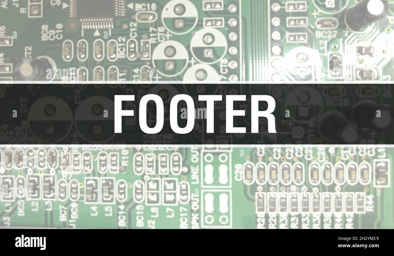 Footer with Electronic components on integrated circuit board ...