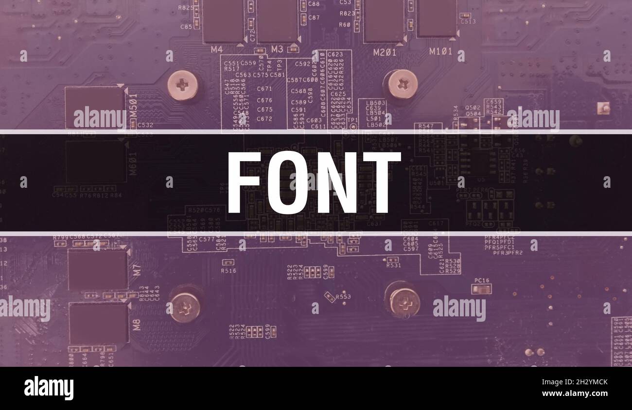 Font concept with Electronic Integrated Circuit on circuit board. Font ...