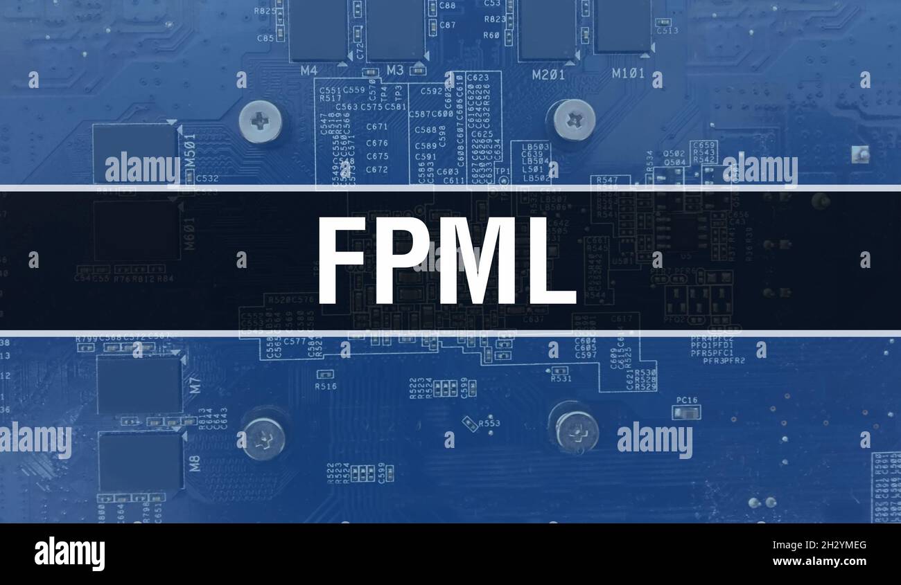 FpML concept with Electronic Integrated Circuit on circuit board. FpML ...