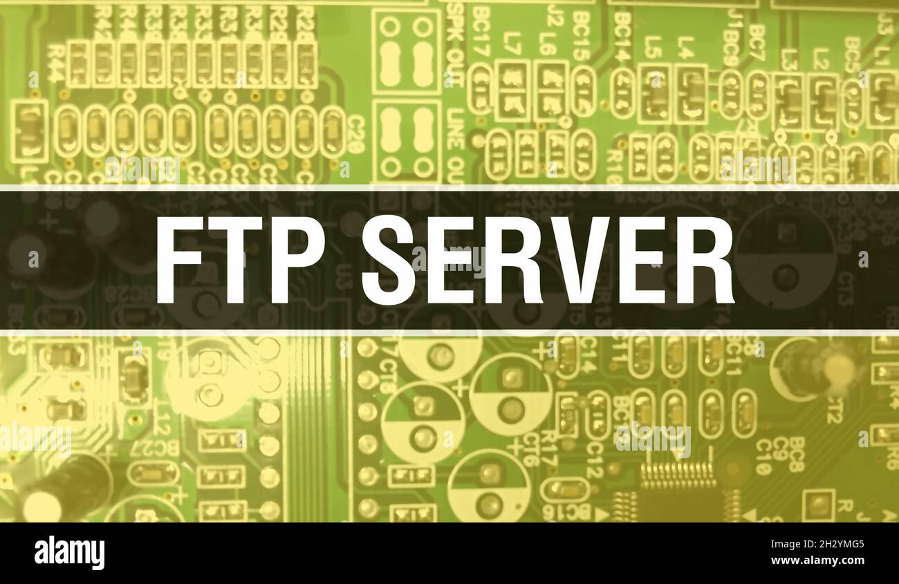 FTP Server concept illustration using Computer Chip in Circuit Board ...