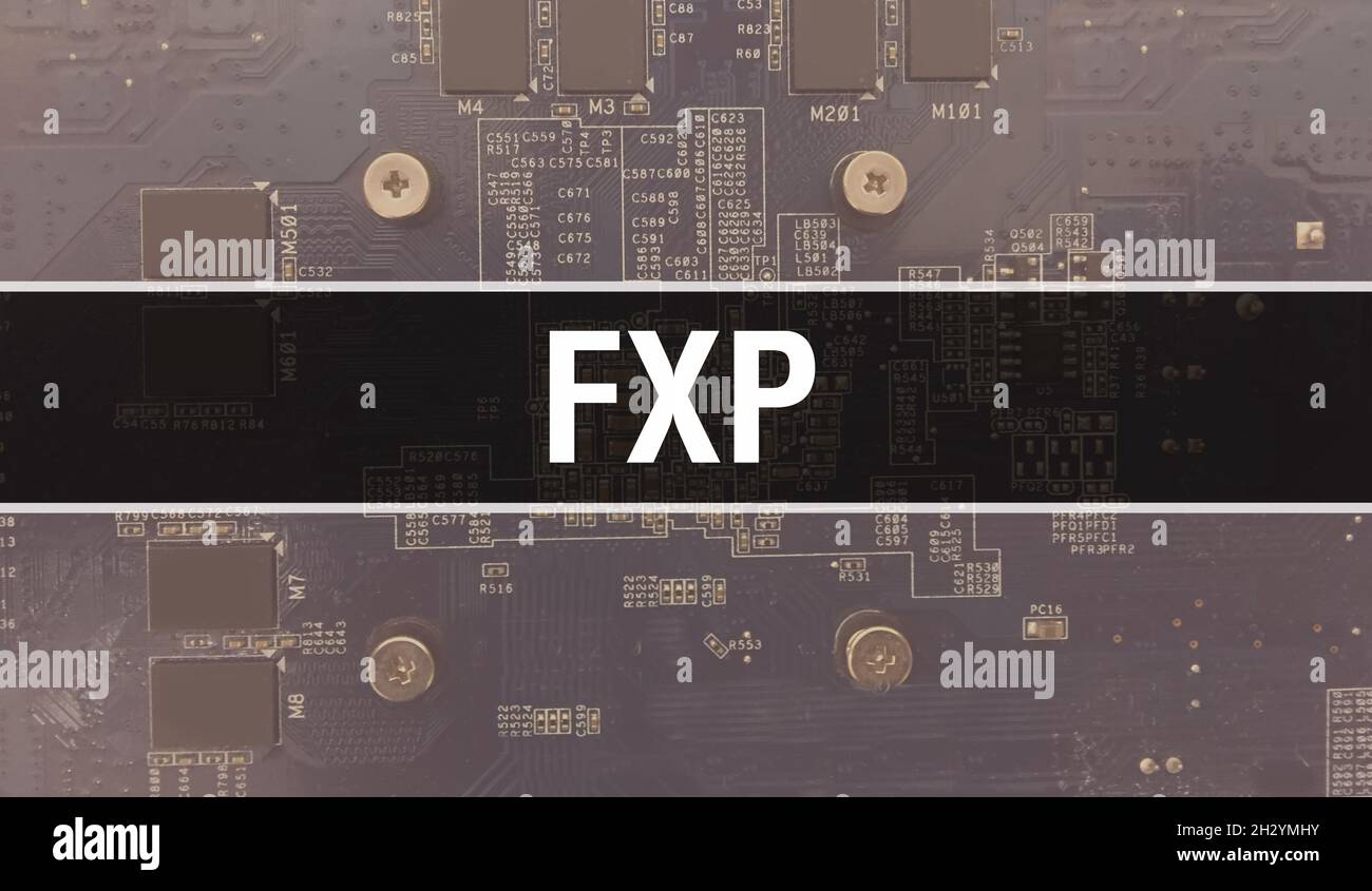 FXP concept with Electronic Integrated Circuit on circuit board. FXP with Computer Chip in ...