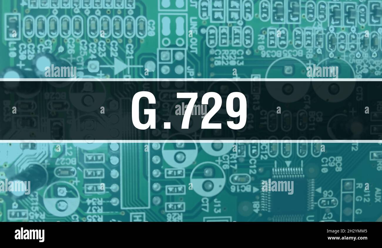 G.729 concept with Computer motherboard. G.729 text written on ...