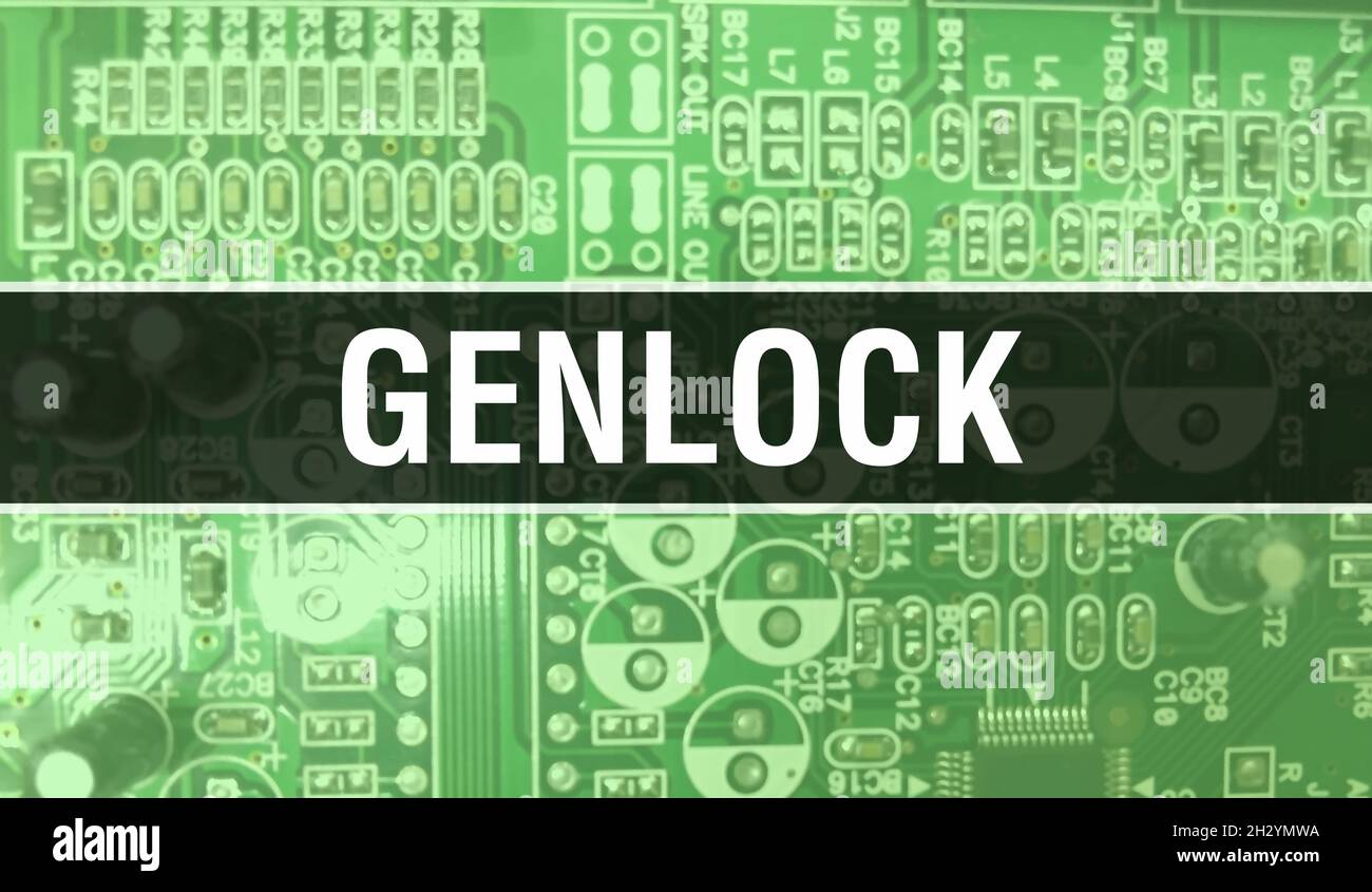 Genlock concept illustration using Computer Chip in Circuit Board ...