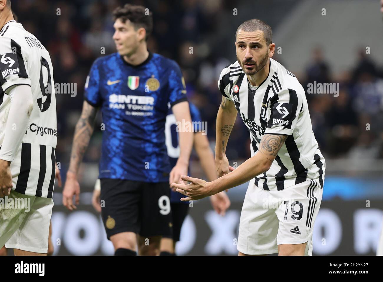 Milan, Italy, October 24, 2021, Leonardo Bonucci of Juventus FC ...