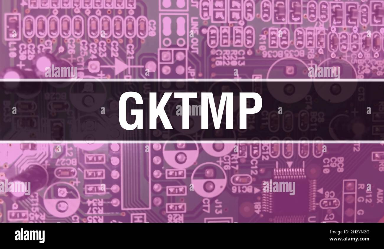 GKTMP concept with Computer motherboard. GKTMP text written on ...