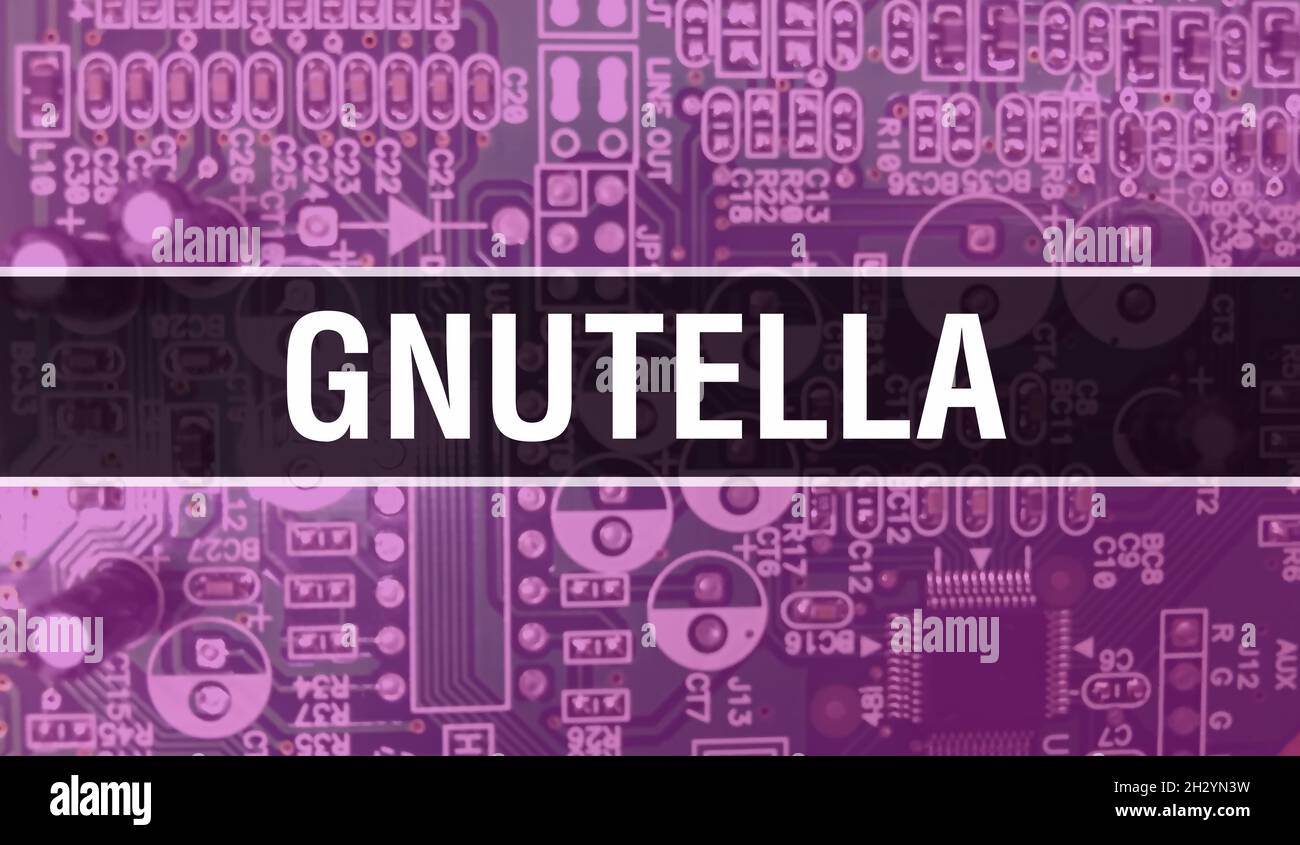 Gnutella concept with Computer motherboard. Gnutella text written on ...