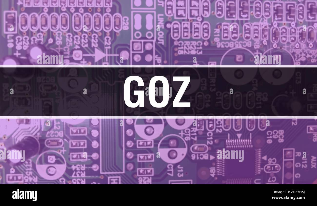 GOZ concept with Computer motherboard. GOZ text written on Technology ...