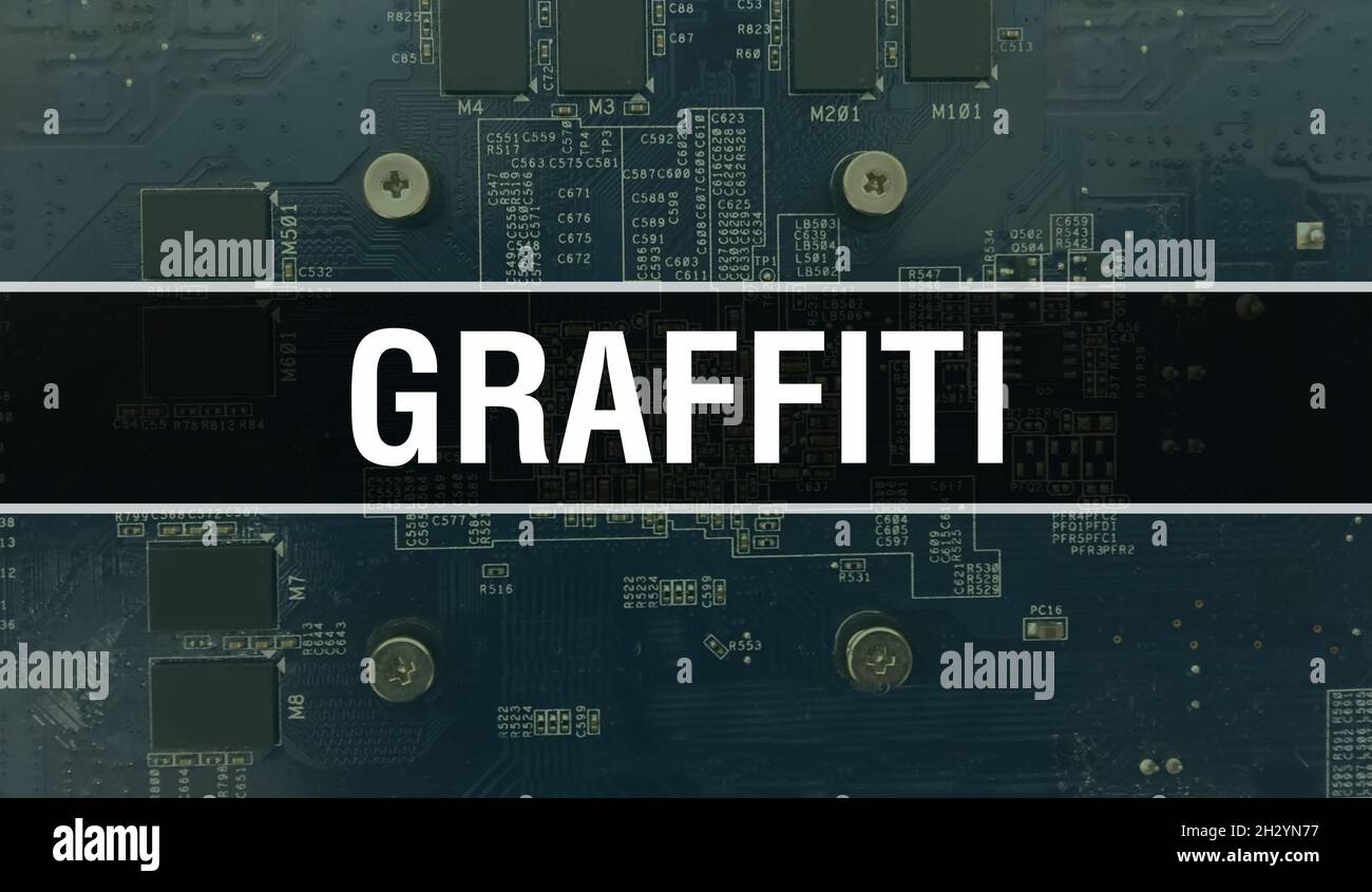 Graffiti concept with Electronic Integrated Circuit on circuit board ...