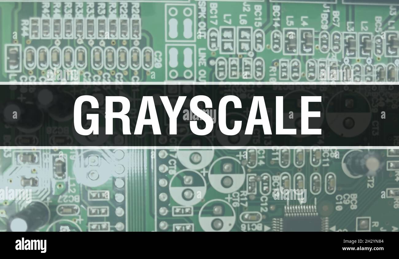 Grayscale concept illustration using Computer Chip in Circuit Board ...