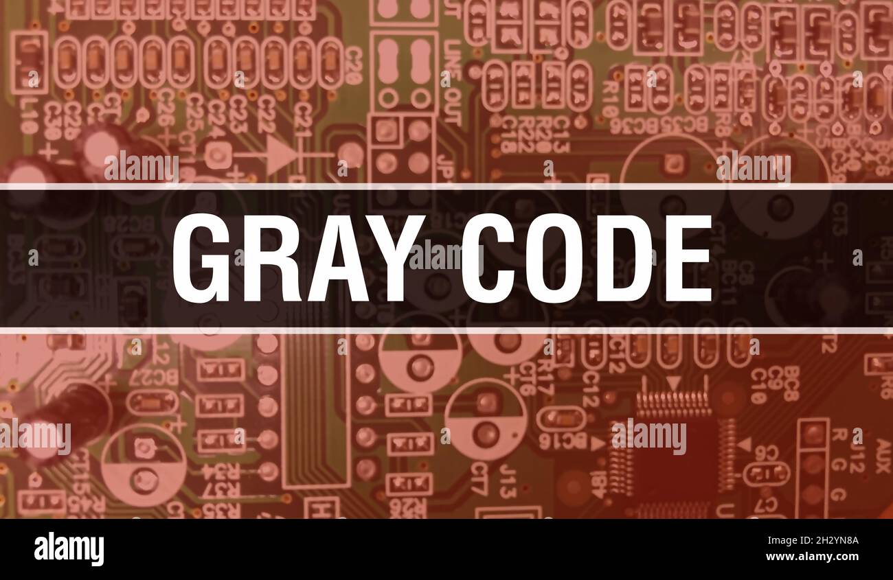 Gray Code concept with Computer motherboard. Gray Code text written on ...