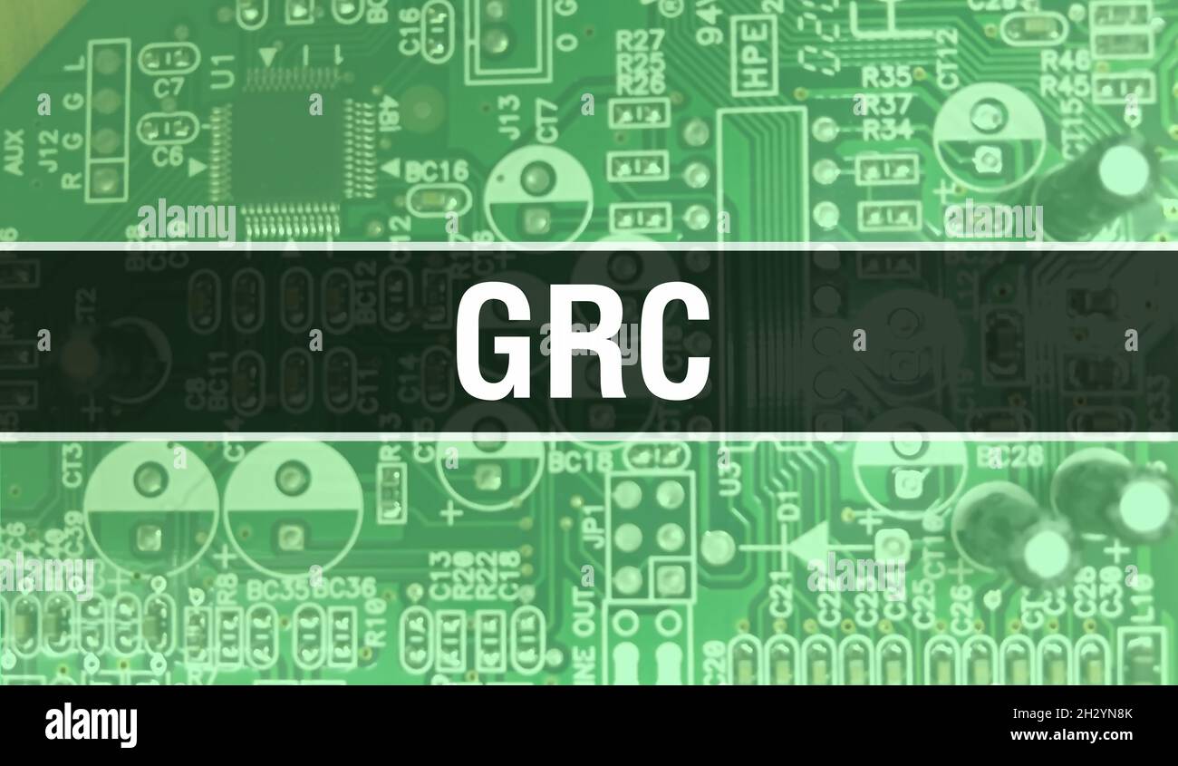 GRC text written on Circuit Board Electronic abstract technology ...