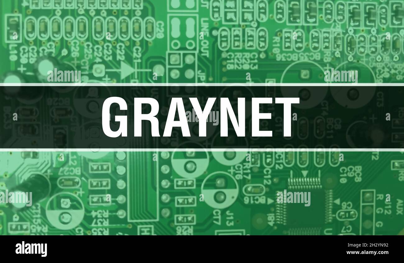 Graynet concept with Computer motherboard. Graynet text written on ...