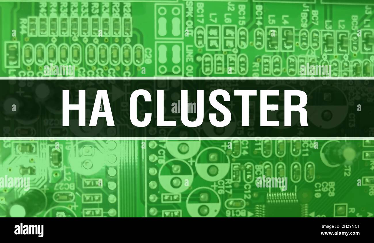 HA Cluster concept illustration using Computer Chip in Circuit Board ...