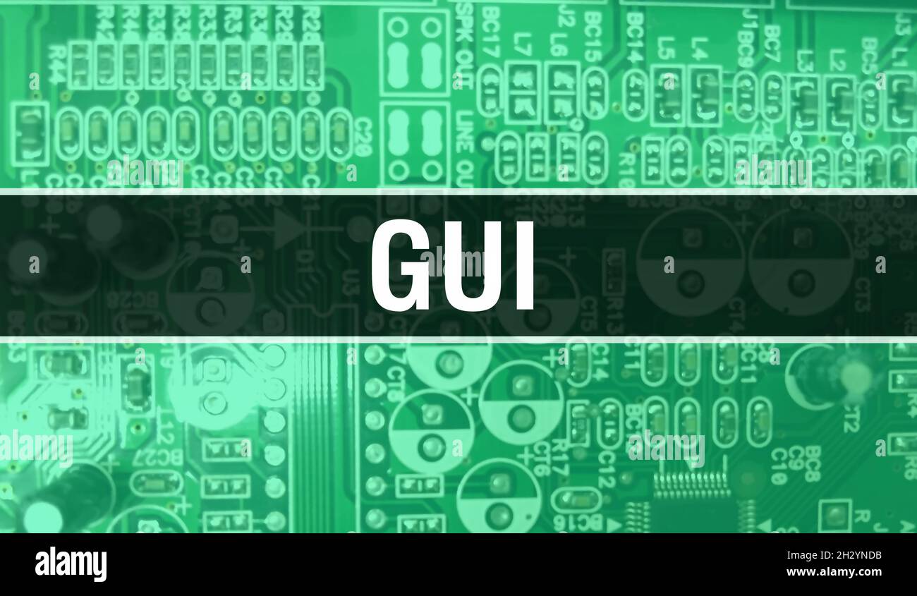 GUI concept illustration using Computer Chip in Circuit Board. GUI ...