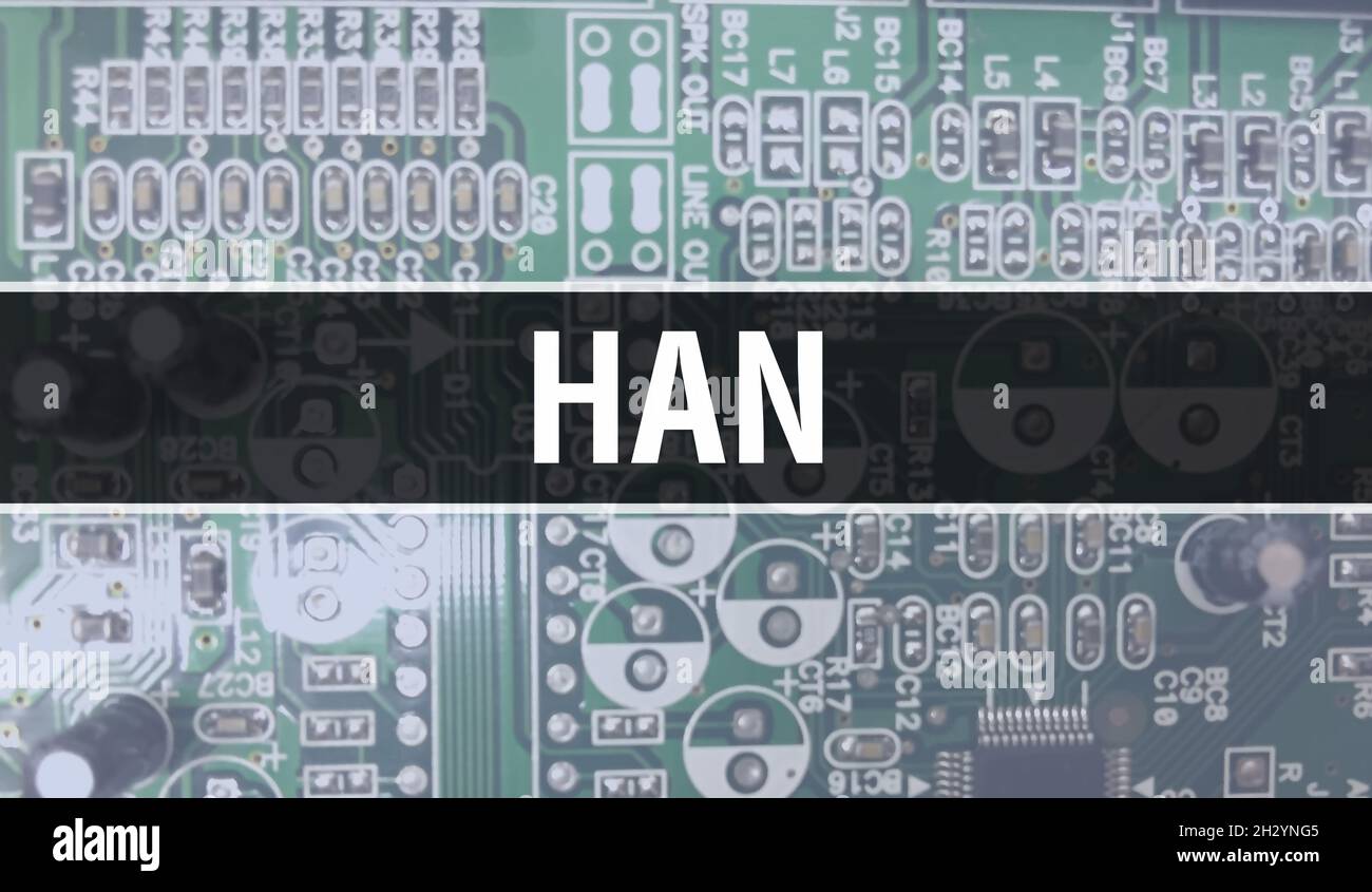 HAN concept illustration using Computer Chip in Circuit Board. HAN ...