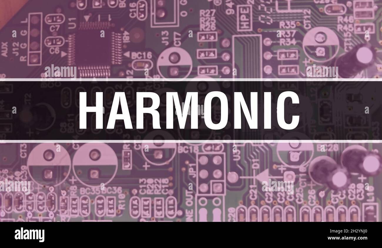 Harmonic text written on Circuit Board Electronic abstract technology background of software ...