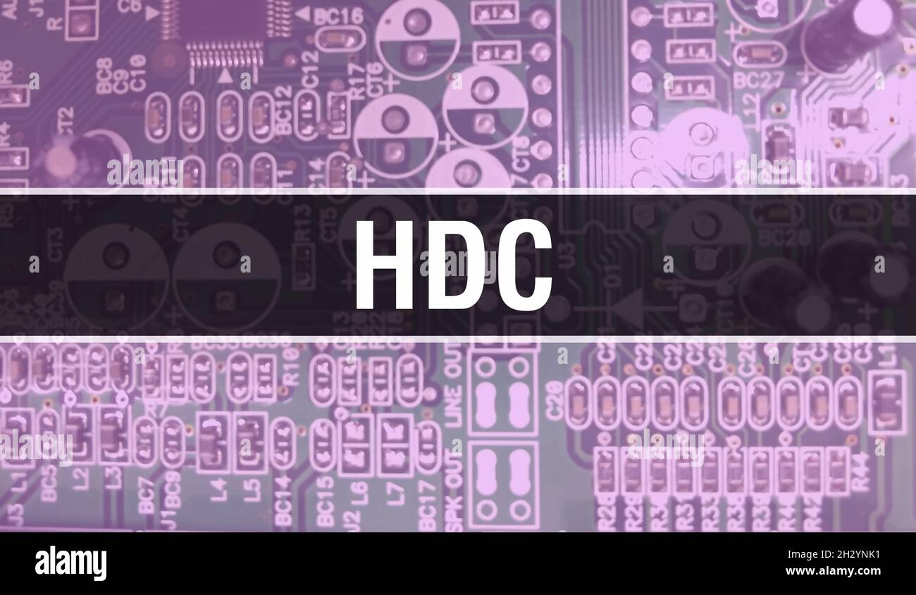 HDC with Electronic components on integrated circuit board Background.Digital Electronic ...