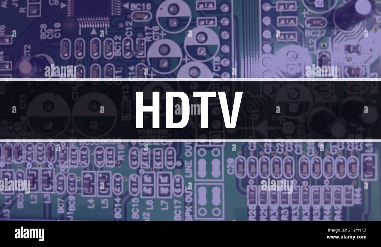 HDTV with Electronic components on integrated circuit board Background ...