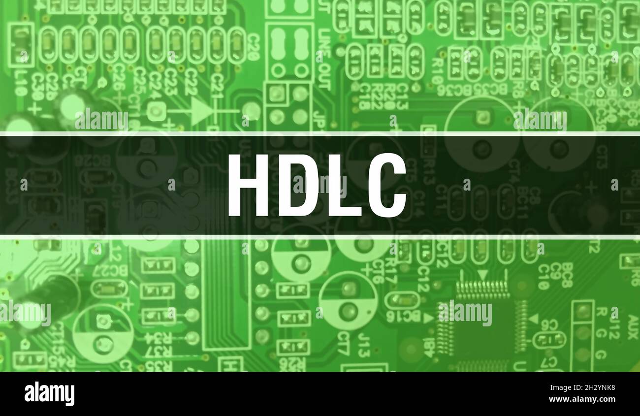HDLC concept with Computer motherboard. HDLC text written on Technology ...