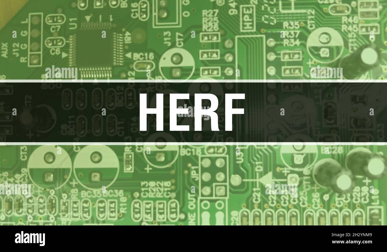 HERF text written on Circuit Board Electronic abstract technology ...