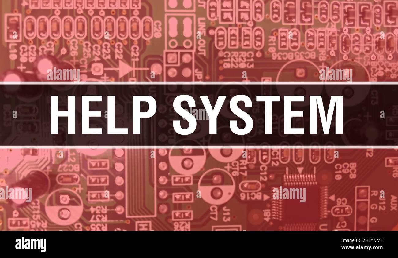 Help System concept with Computer motherboard. Help System text written ...