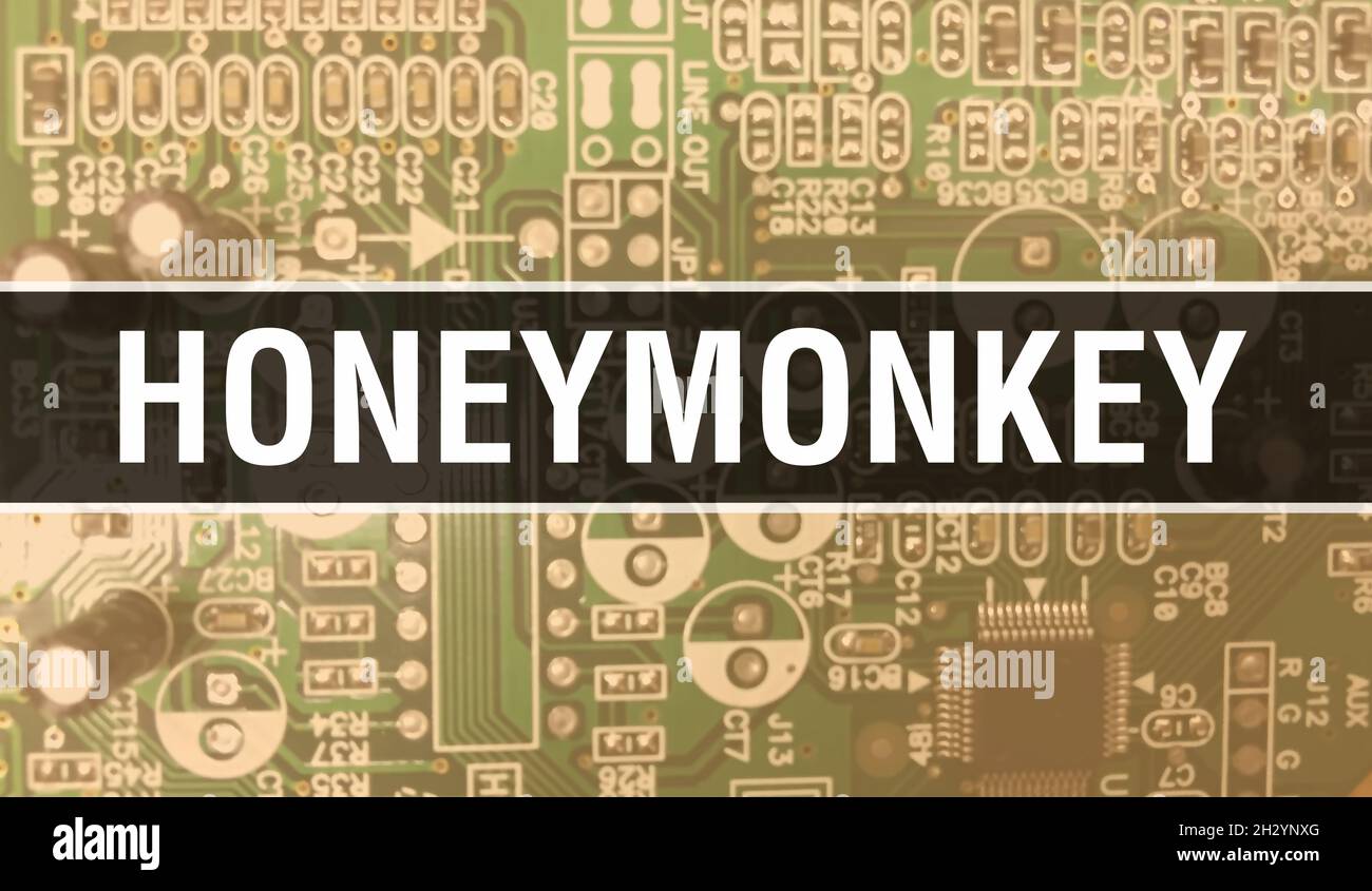 HoneyMonkey concept with Computer motherboard. HoneyMonkey text written ...
