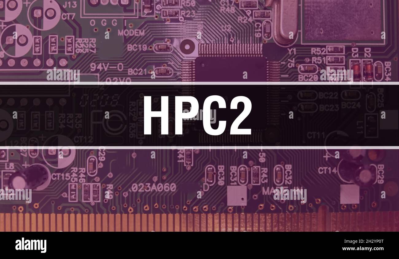 HPC2 with Electronic Computer Hardware technology background. Abstract background with ...