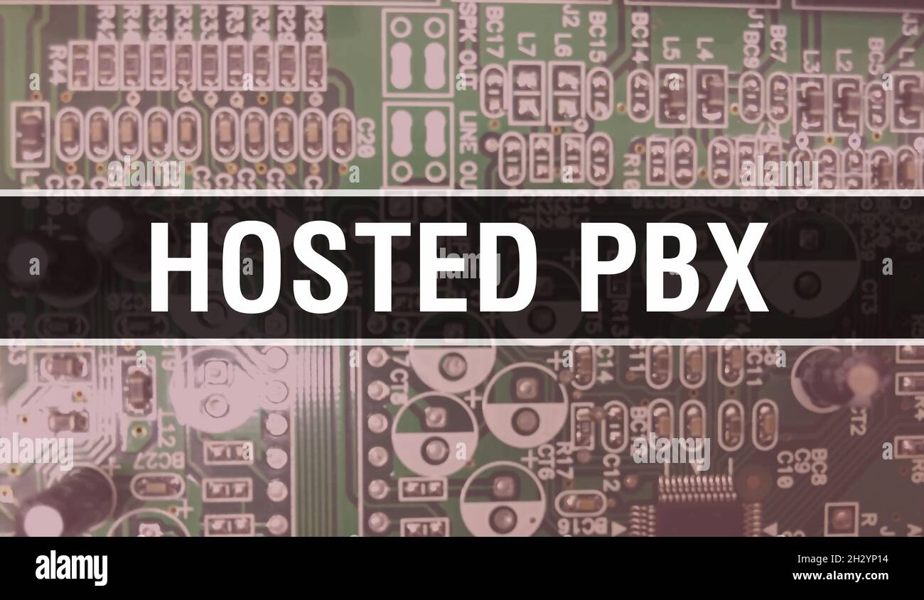Hosted PBX concept illustration using Computer Chip in Circuit Board ...