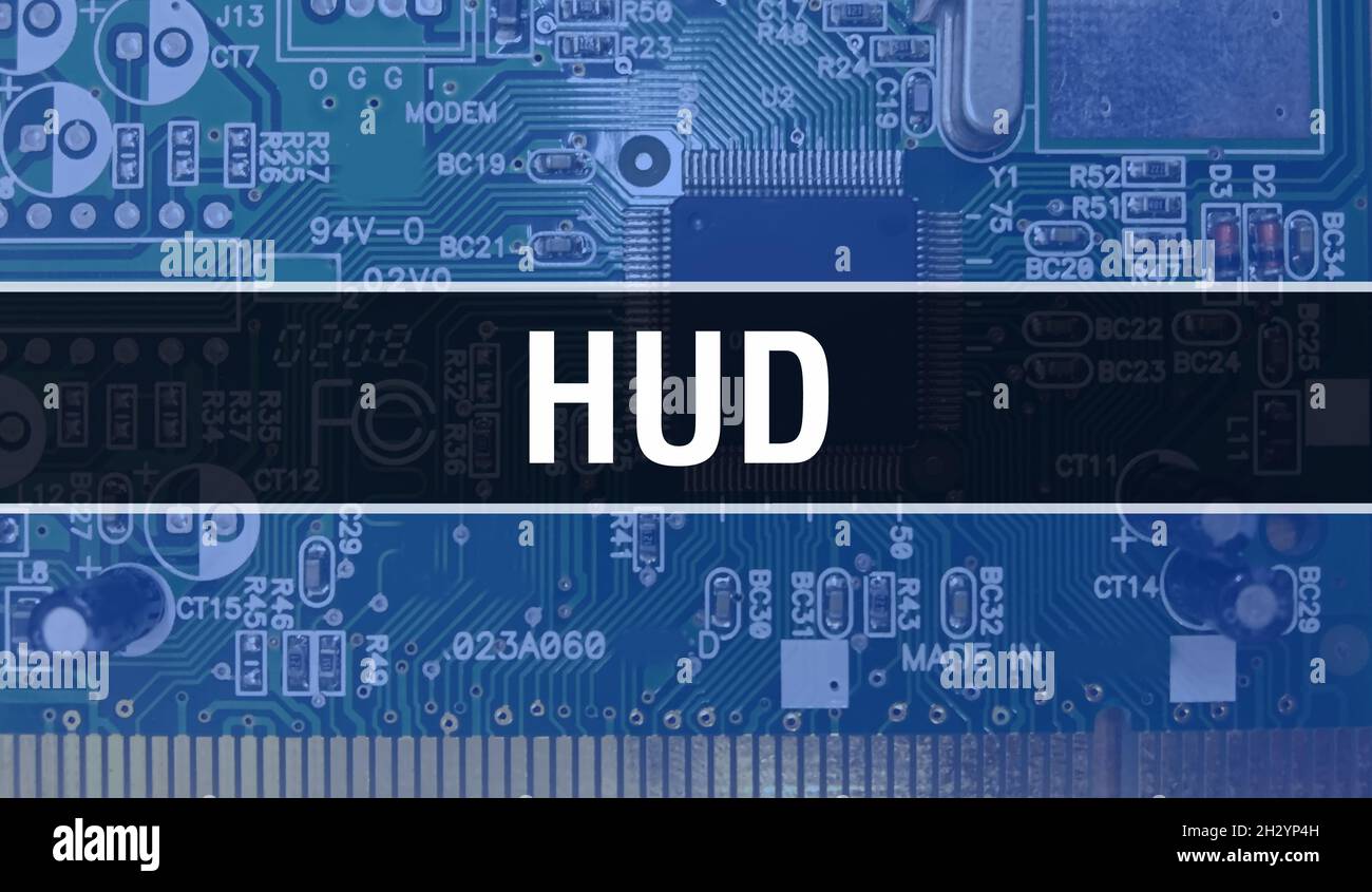 HUD with Electronic Computer Hardware technology background. Abstract background with Electronic ...