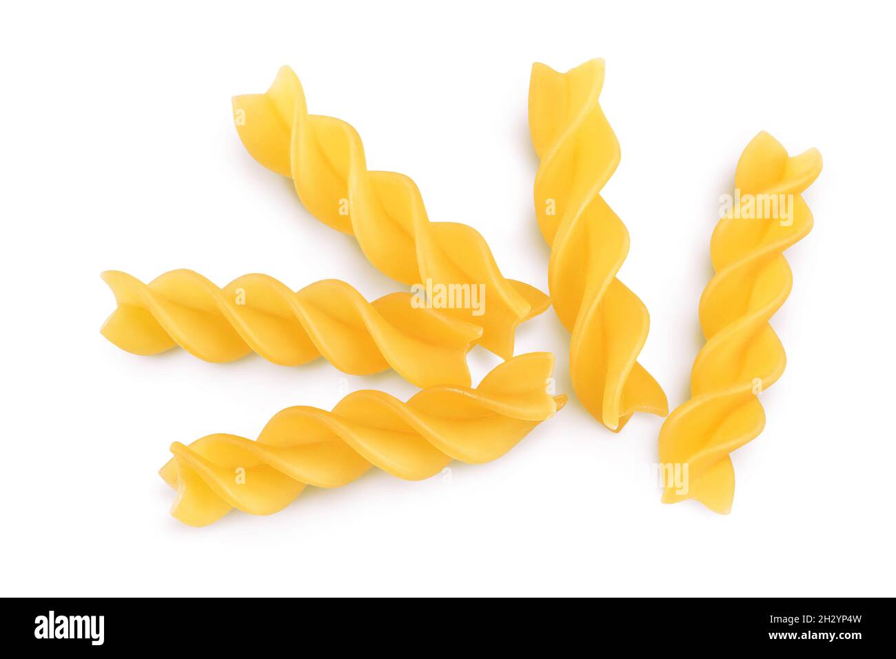 raw Fusilli pasta, isolated on white background with clipping path and ...