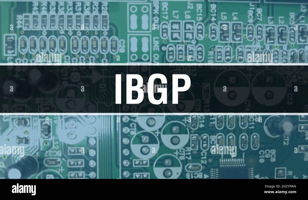 IBGP concept with Computer motherboard. IBGP text written on Technology ...