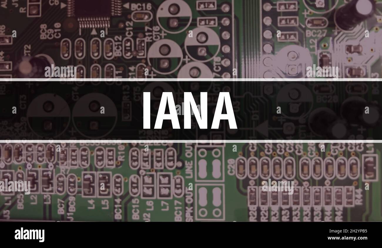 IANA text written on Circuit Board Electronic abstract technology ...