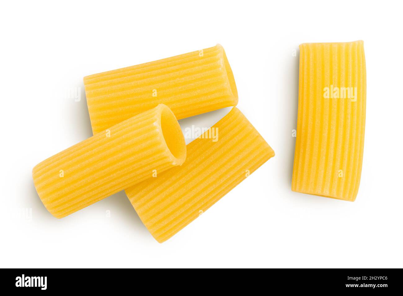 raw italian Rigatoni pasta isolated on white background with clipping ...
