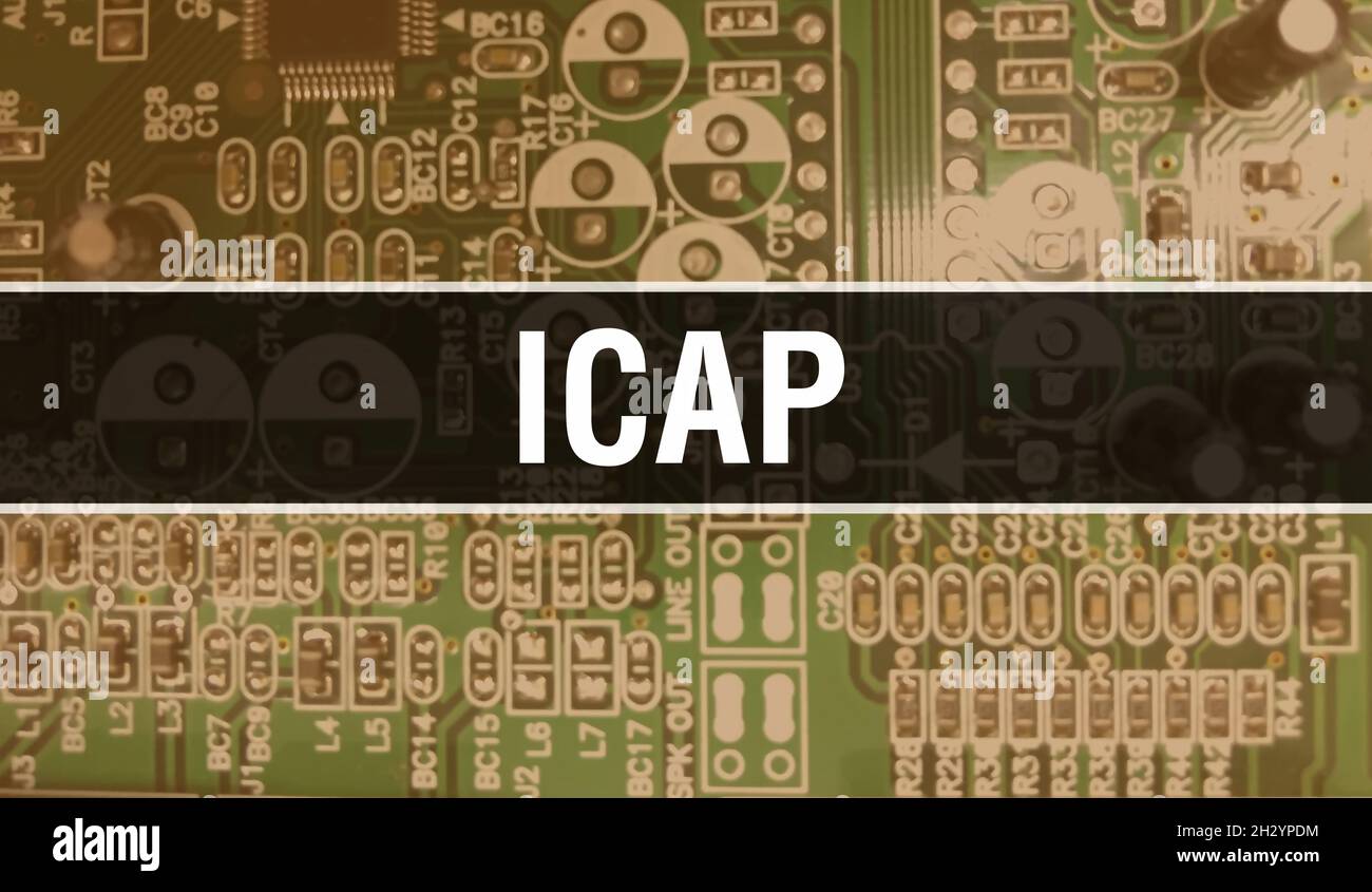 ICAP text written on Circuit Board Electronic abstract technology ...
