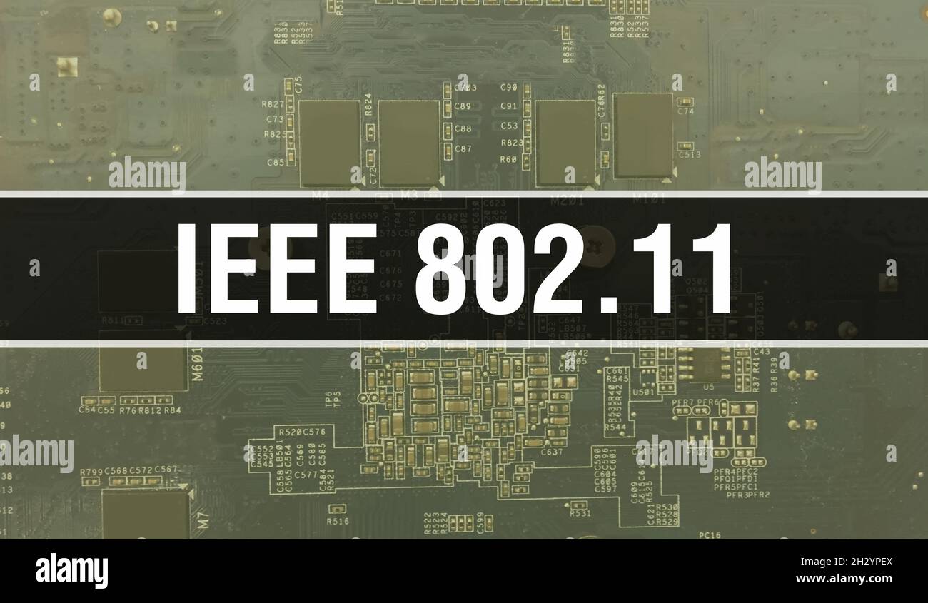 IEEE 802.11 concept with Electronic Integrated Circuit on circuit board ...
