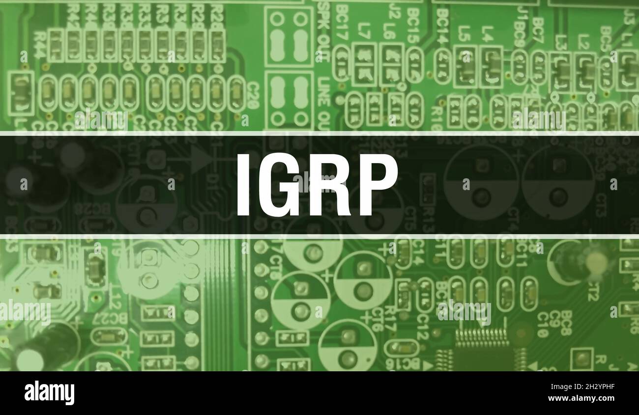IGRP concept with Computer motherboard. IGRP text written on Technology Motherboard Digital ...