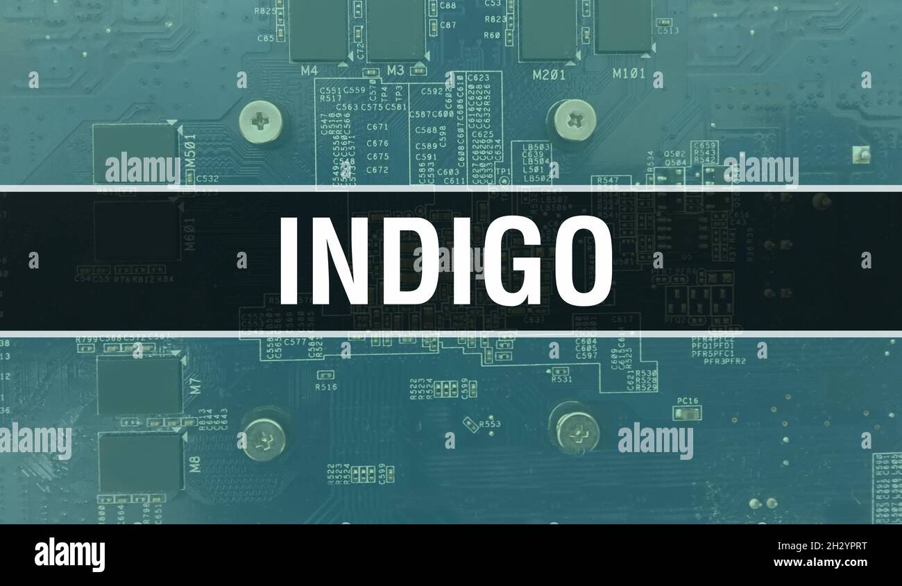Indigo with Electronic components on integrated circuit board ...