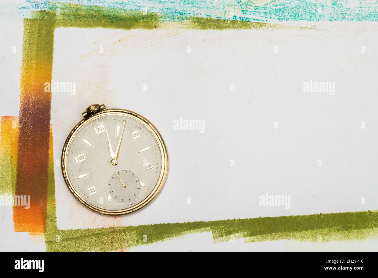 Old Broken Pocket Watch With Colorful Background and room for Copy ...
