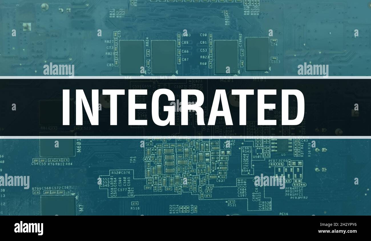 Integrated concept with Electronic Integrated Circuit on circuit board ...