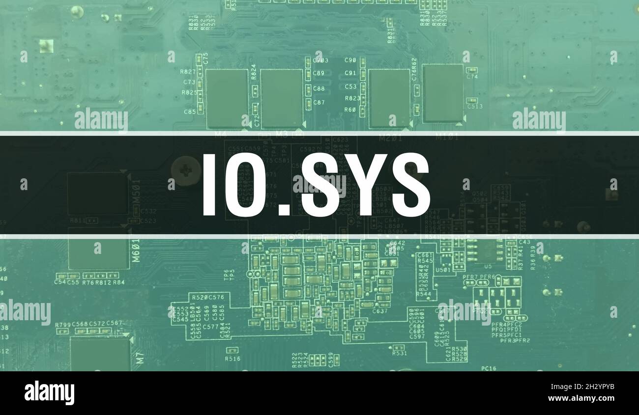 IO.SYS concept with Electronic Integrated Circuit on circuit board. IO ...