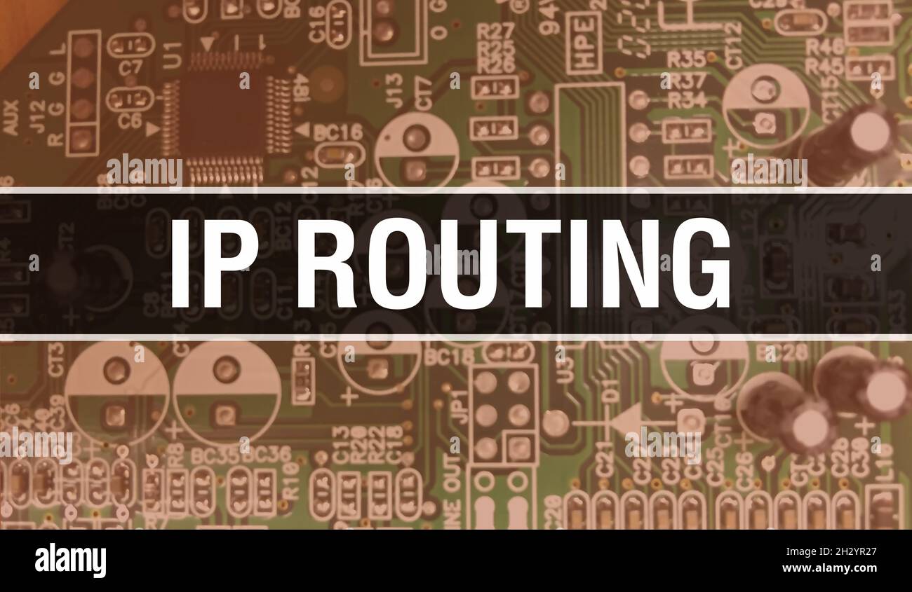 IP Routing concept illustration using Computer Chip in Circuit Board ...