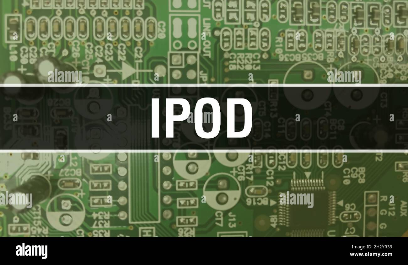 iPod with Electronic Computer Hardware technology background. Abstract ...