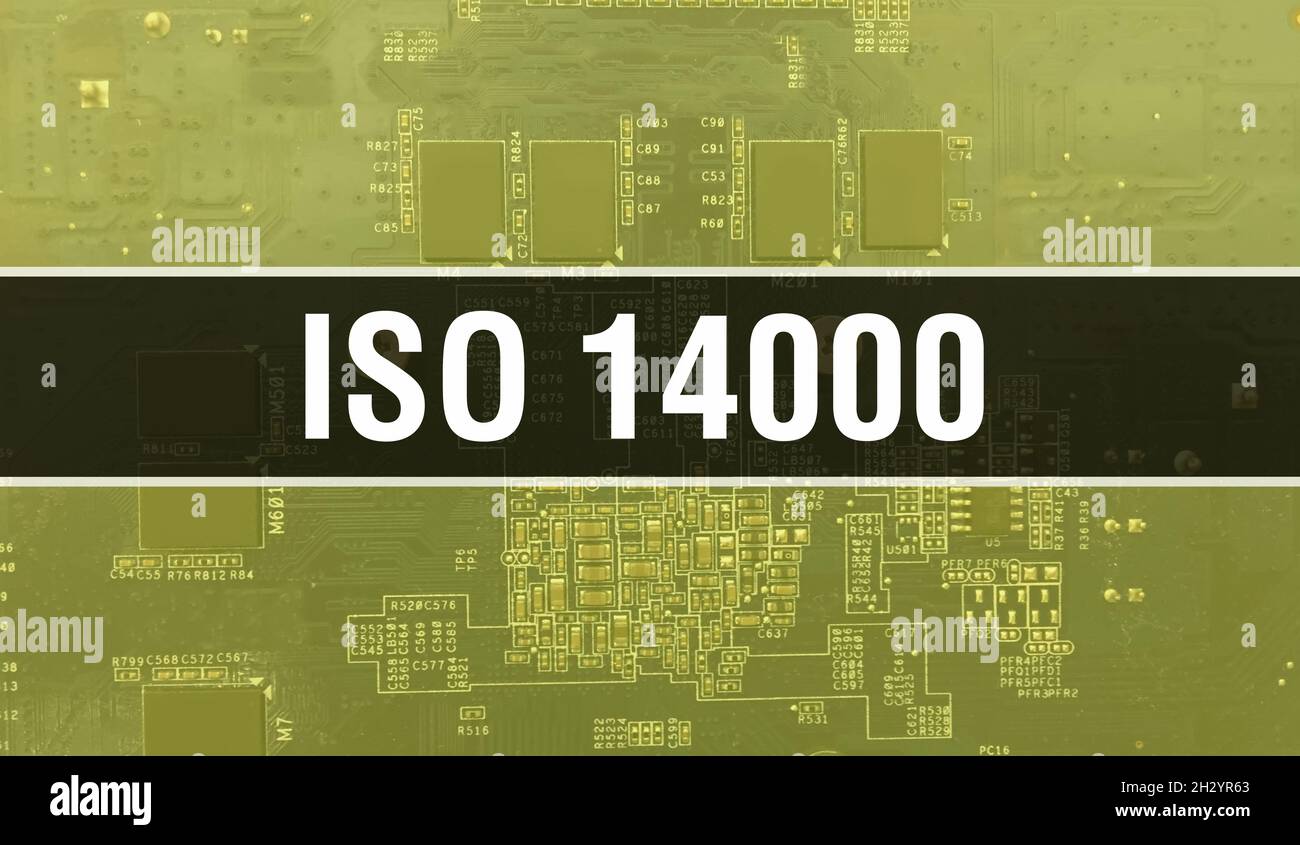 ISO 14000 concept with Electronic Integrated Circuit on circuit board ...