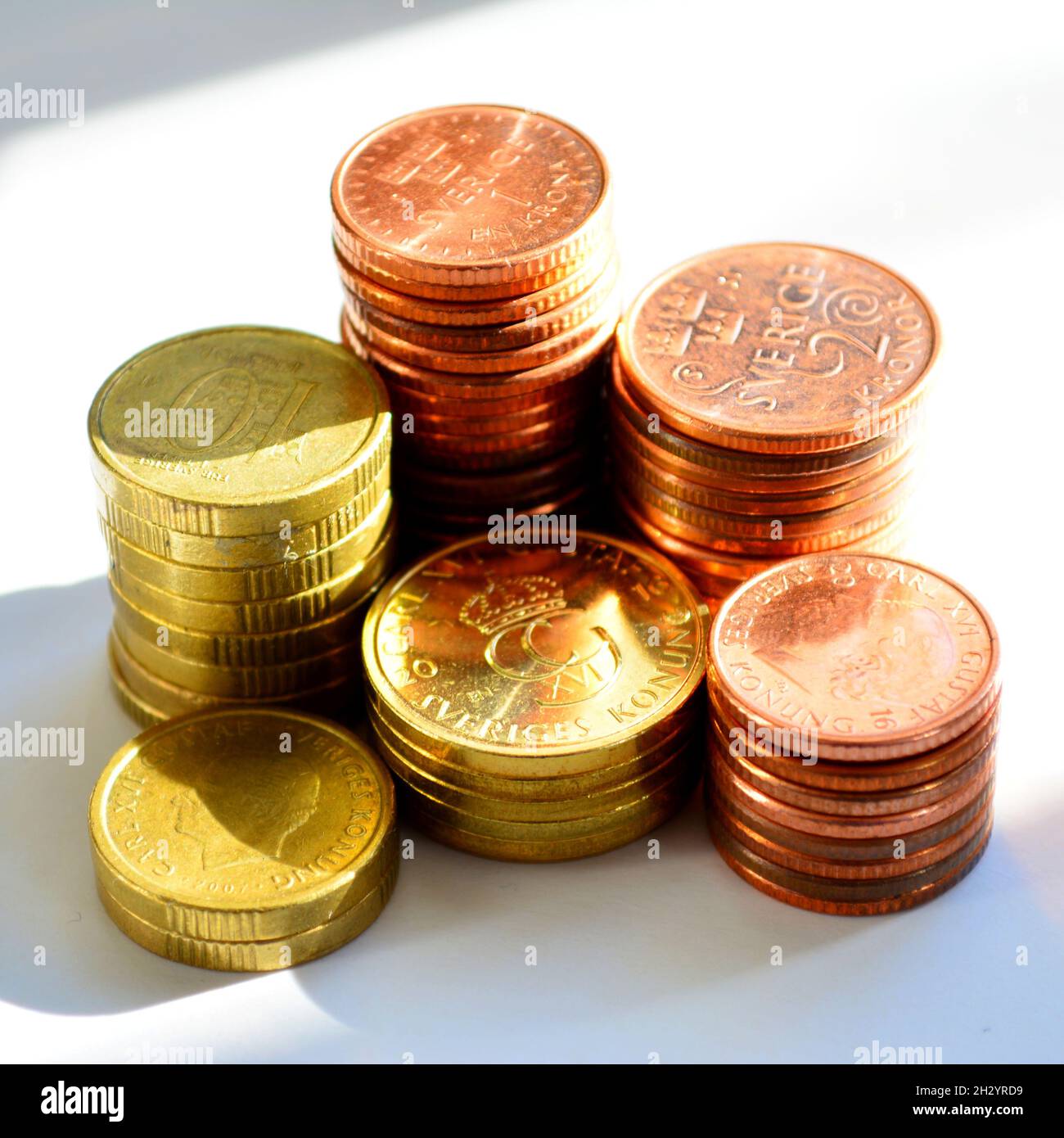 A closeup shot of Swedish coins on the white surface Stock Photo - Alamy