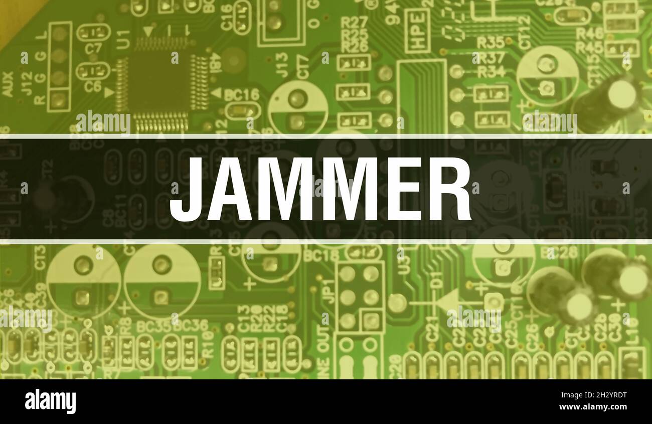 Jammer concept illustration using Computer Chip in Circuit Board ...
