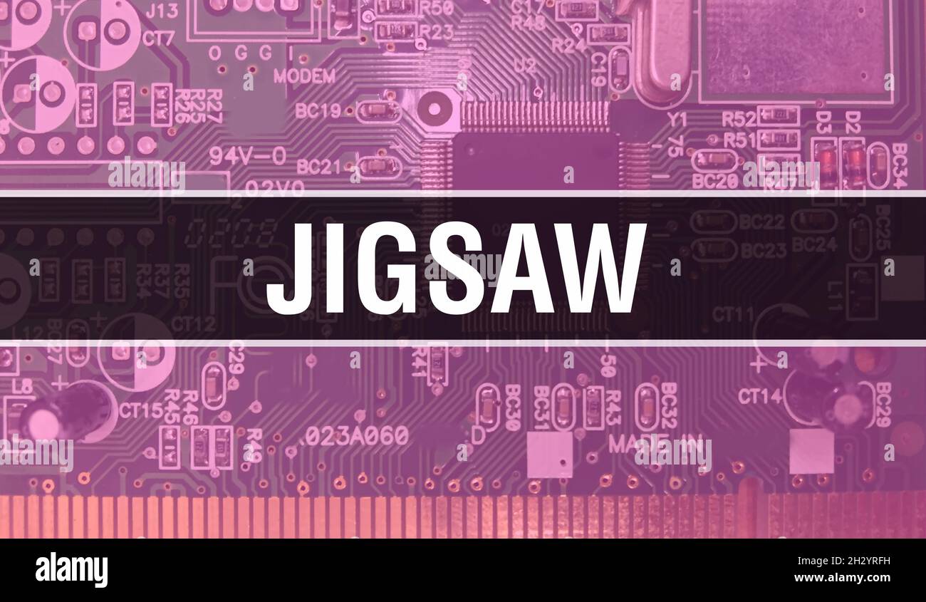 Jigsaw with Technology Motherboard Digital. Jigsaw and Computer Circuit ...