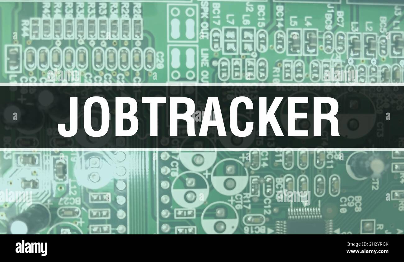 JobTracker concept with Computer motherboard. JobTracker text written ...